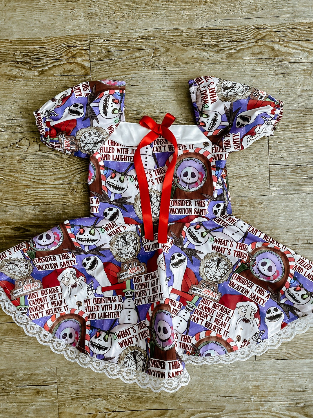 Girl’s “sandy Claws” Peter Pan Collar Dress - Etsy