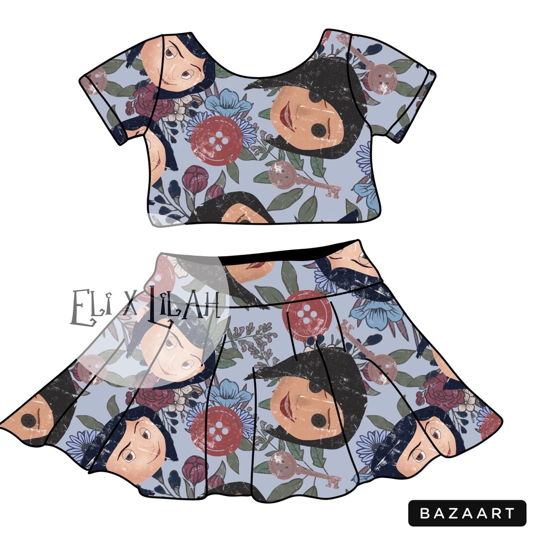 Girl’s Coraline Flowers Crop Top & Skirt Set - Etsy