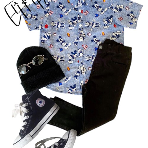 Boy's Mickey Mouse Button up Shirt - Etsy Boy's Mickey Mouse Button up Shirt - Etsy