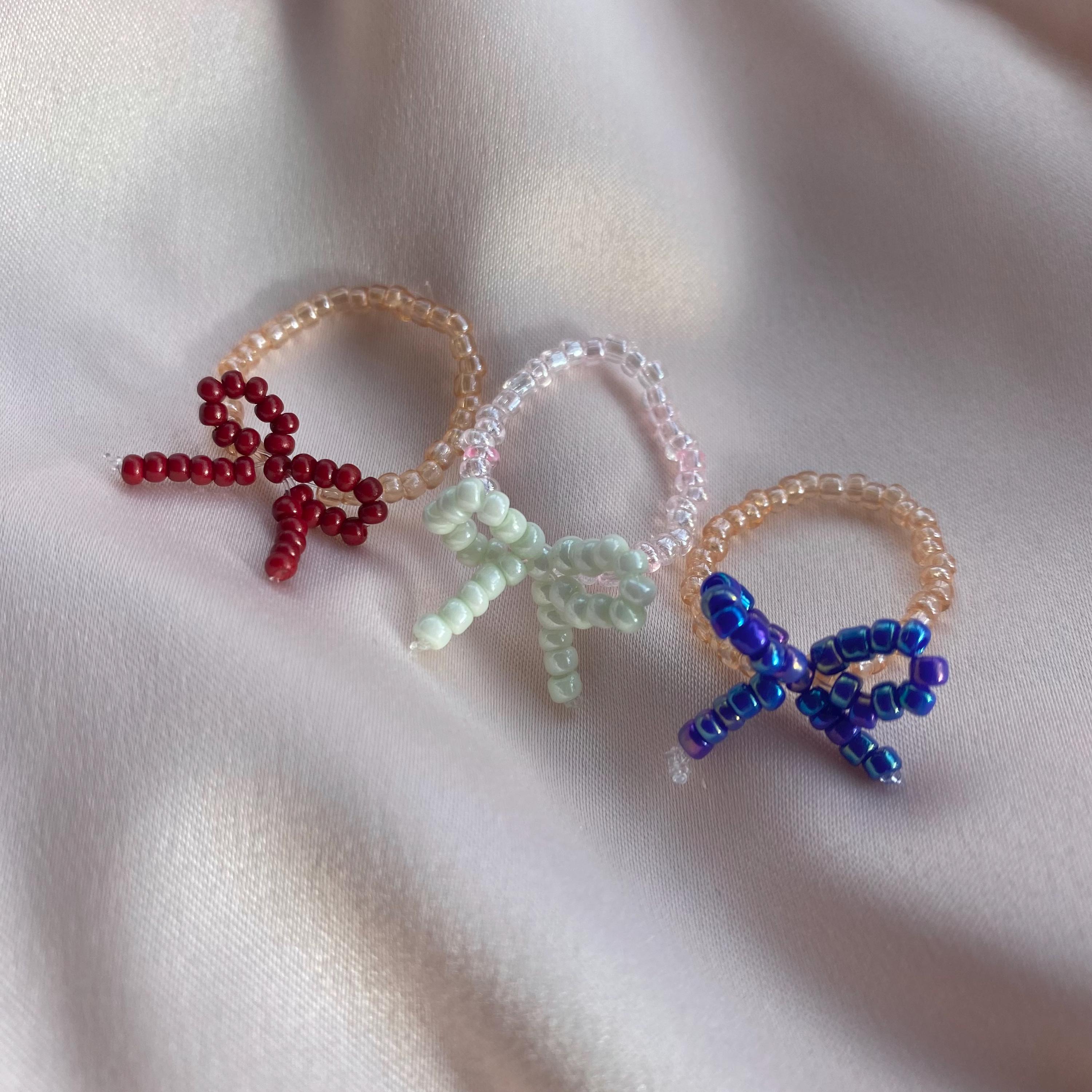 Dainty Bow Ring, Seed Bead Bow Ring, Beaded Bow Rings - Etsy