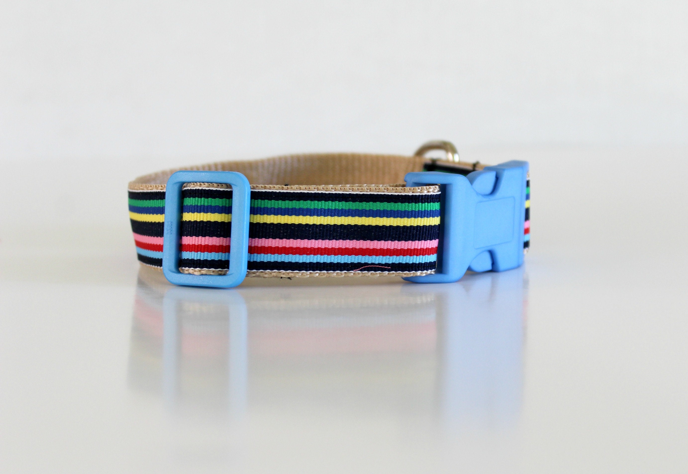 Dog Collar Blue Dog Collar Handmade Dog Collar Striped Dog | Etsy