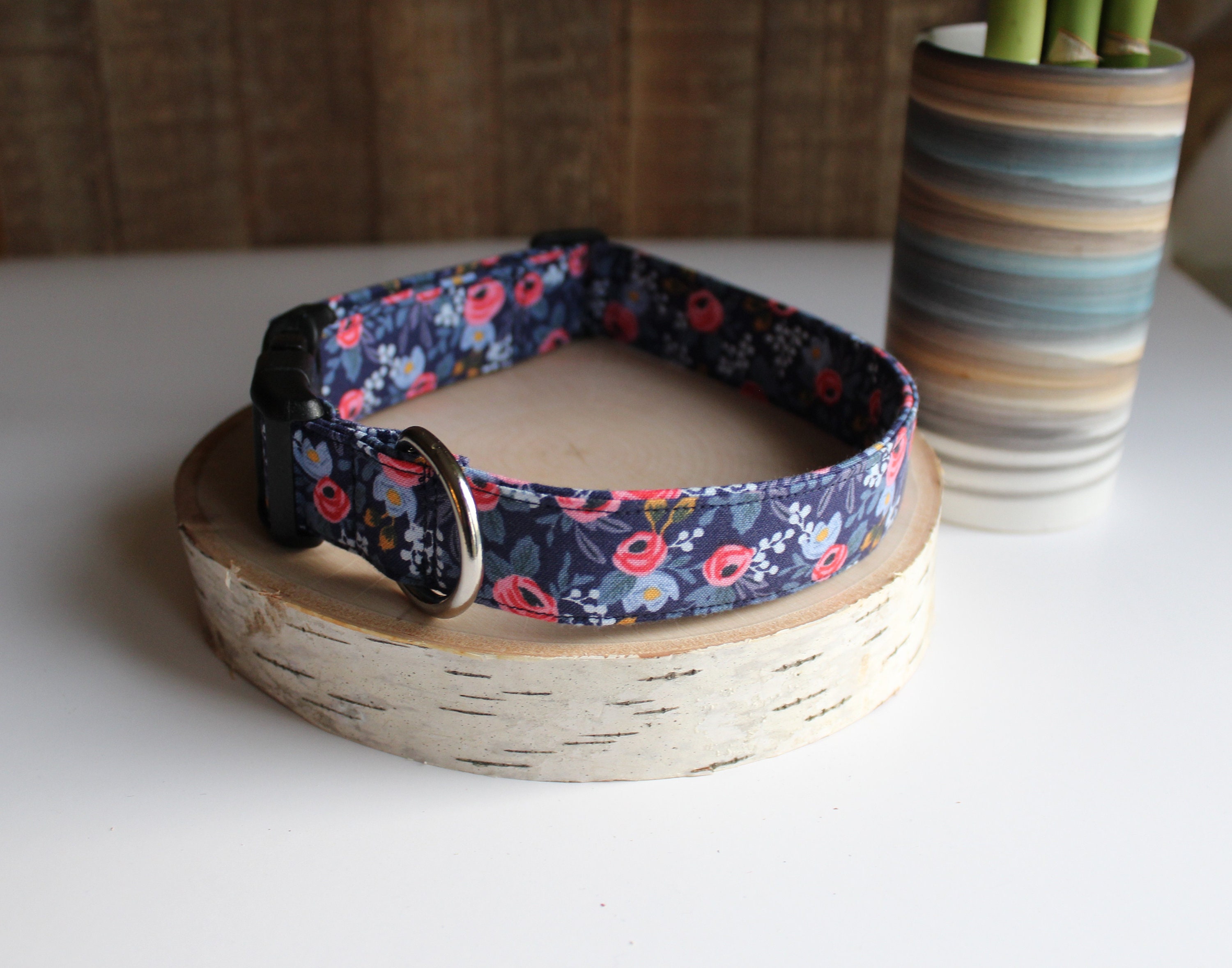 Dog Collar, Blue Dog Collar, Floral Dog Collar, Trendy Dog Collar, Cute ...