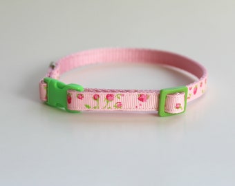 Pink Roses Cat Collar With Bell Cat Breakaway Collar Custom - Etsy
