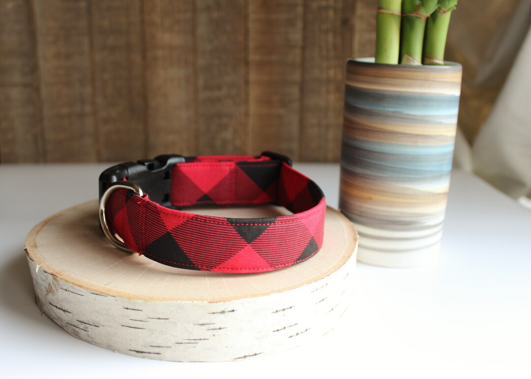 Red Dog Collar, Red Buffalo Plaid Dog Collar, Trendy Dog Collars ...