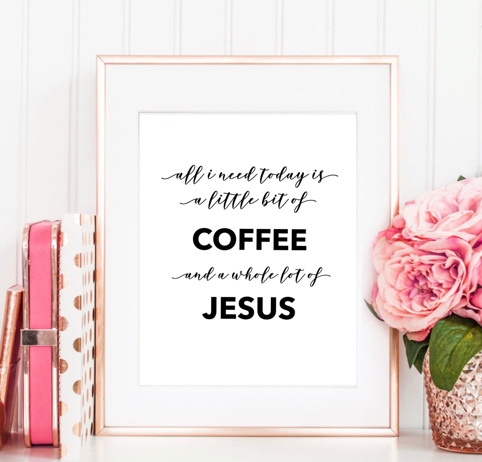Coffee & Jesus Quote, Printable Art, Kitchen Decor, Desk Decor, Office ...