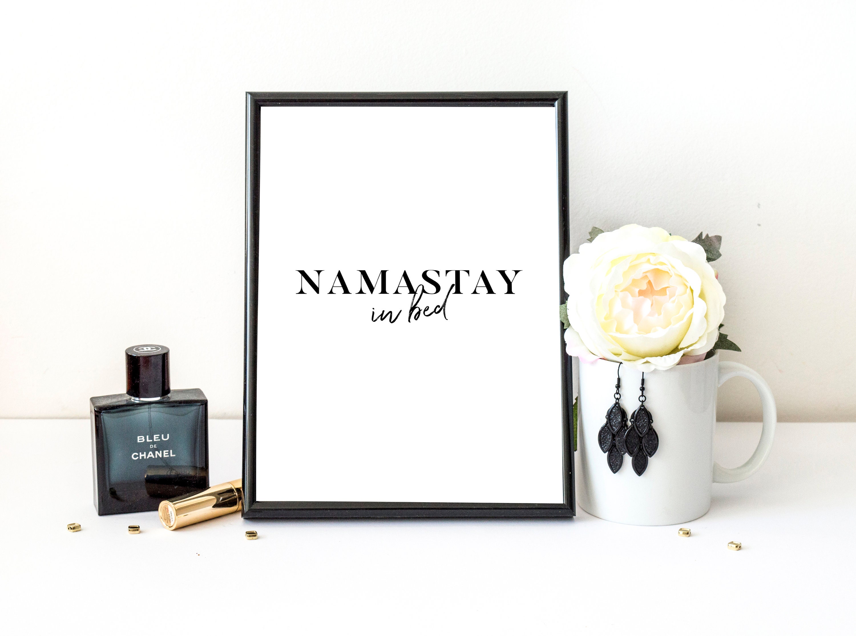 Namastay in Bed Bedroom Decor Loft Printable Namaste in Bed | Etsy