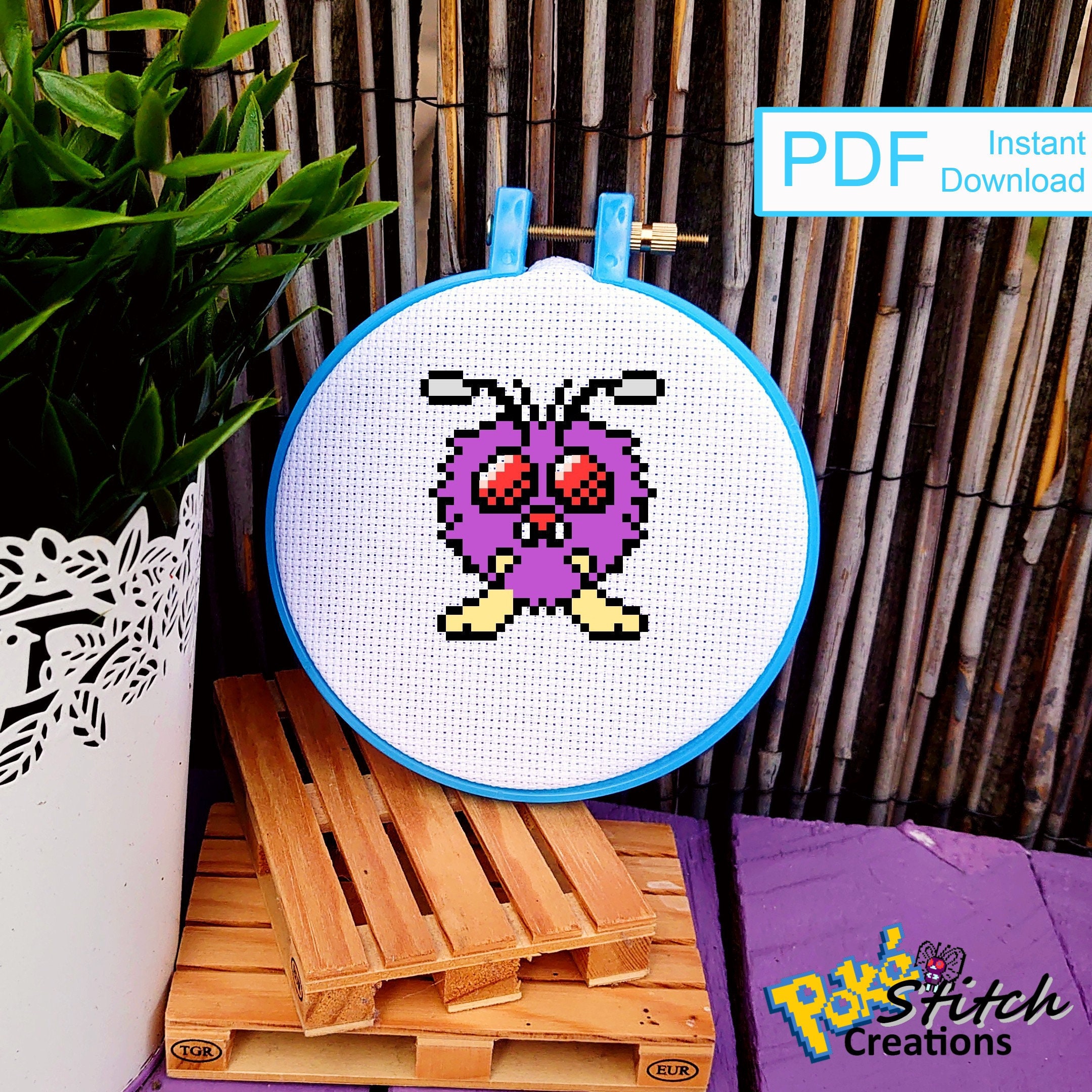 Pokémon 048 Venonat 8-bit Pixel Cross Stitch Pattern PDF Instant ...