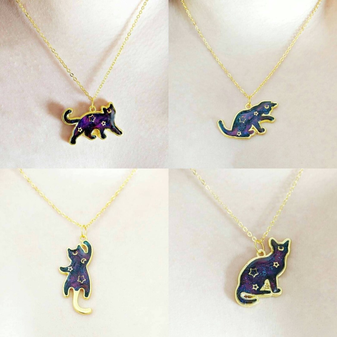 Galaxy Space Cat Pendant Necklace. the 'galaxy Cats' Collection. Kawaii ...
