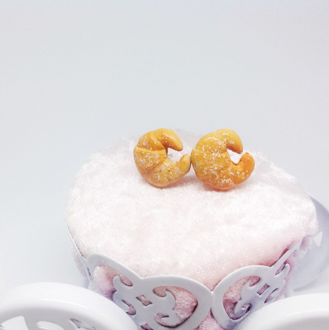 Miniature Polymer Clay Croissant Earrings. the 'baked Goods' Collection ...