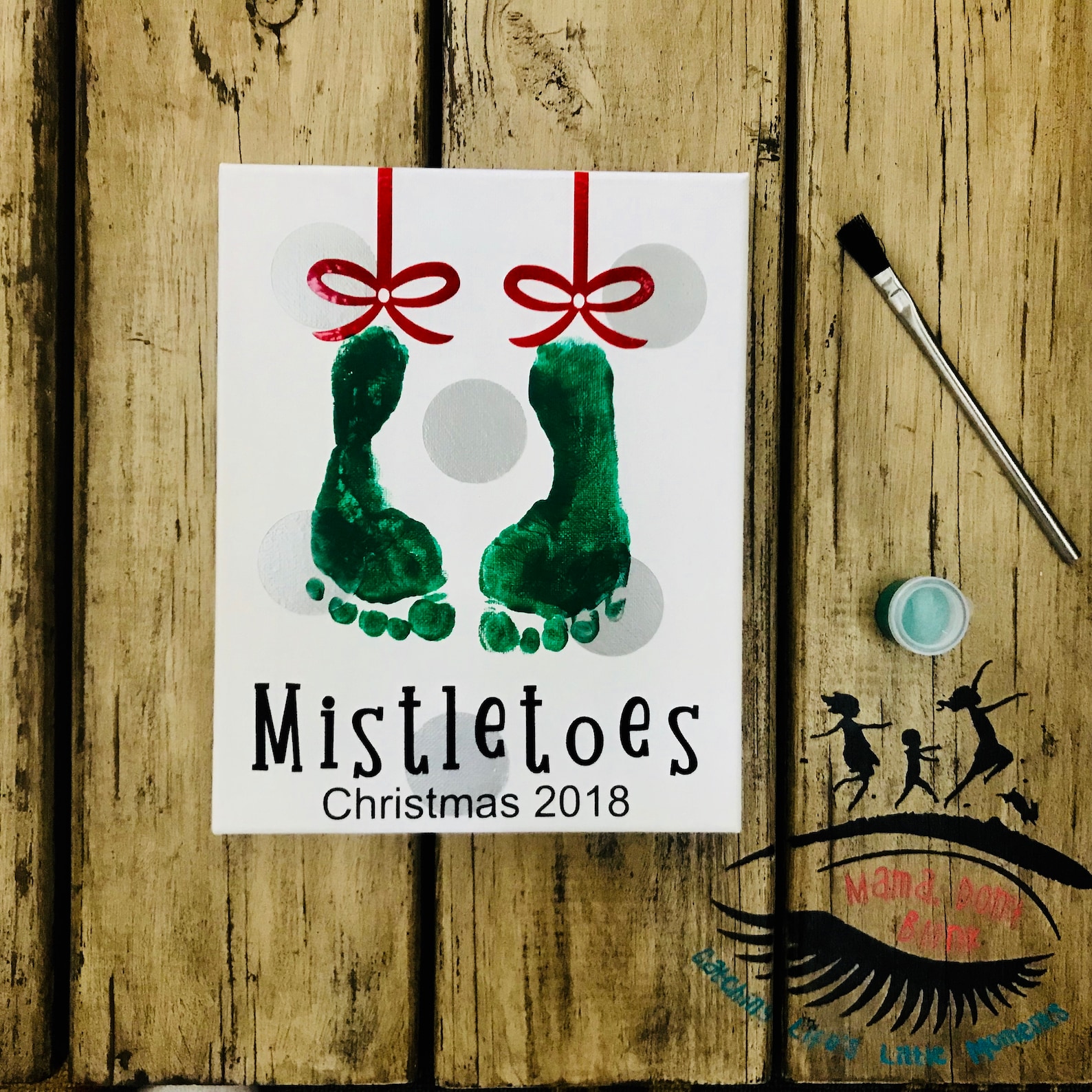 Mistletoes Footprint Art Christmas Craft Toddler Footprint | Etsy