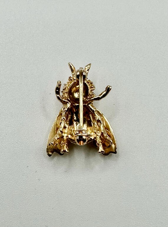 Vintage Estate Solid 14k Yellow Gold Bee Pin Brooch - Gem