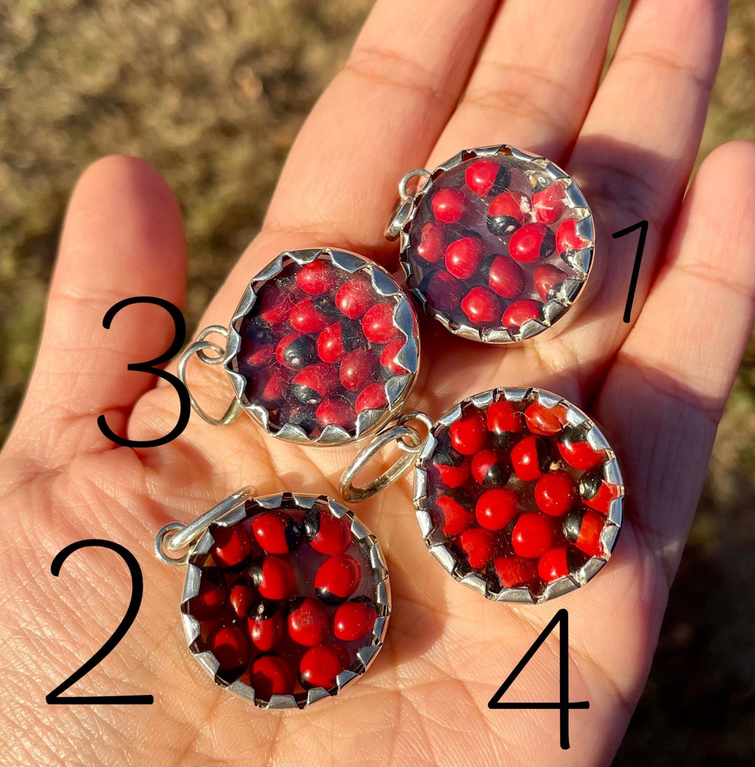 Vintage Peruvian Huayruro Encased Sterling Silver Seed Pendants - Etsy