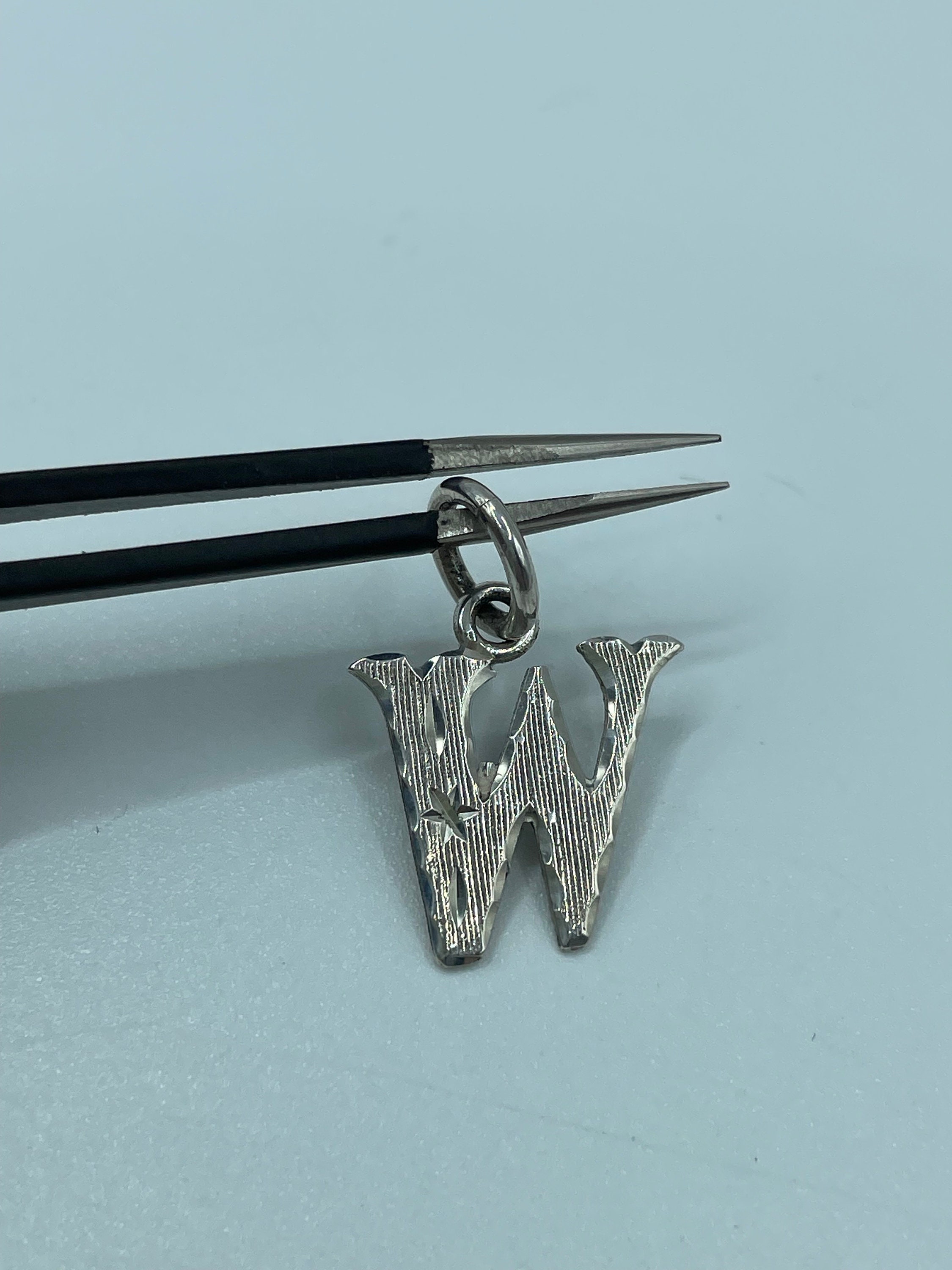 Celestial Vintage Cursive Initial W Sterling Silver 925 Charm/ Pendant ...