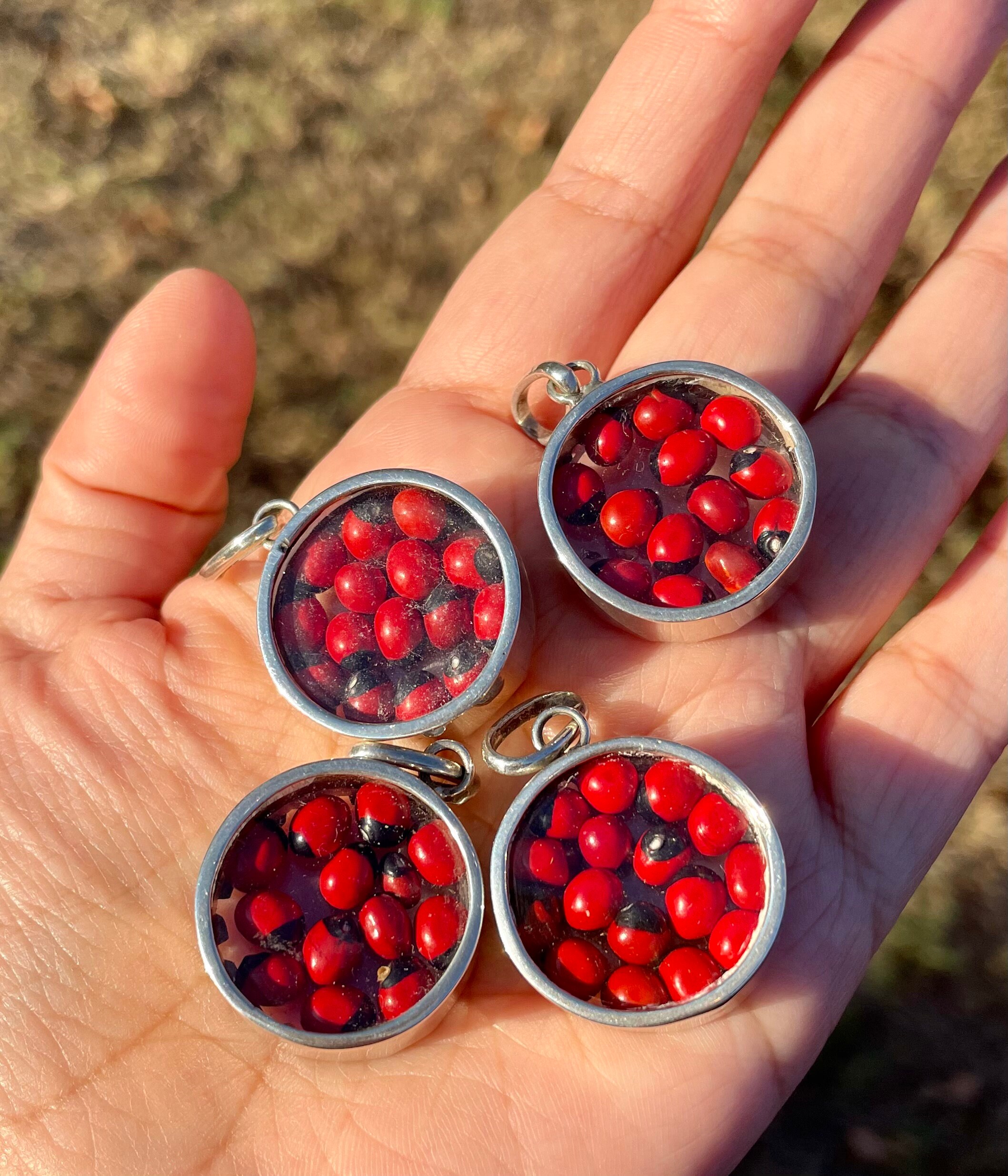 Vintage Peruvian Huayruro Encased Sterling Silver Seed Pendants - Etsy
