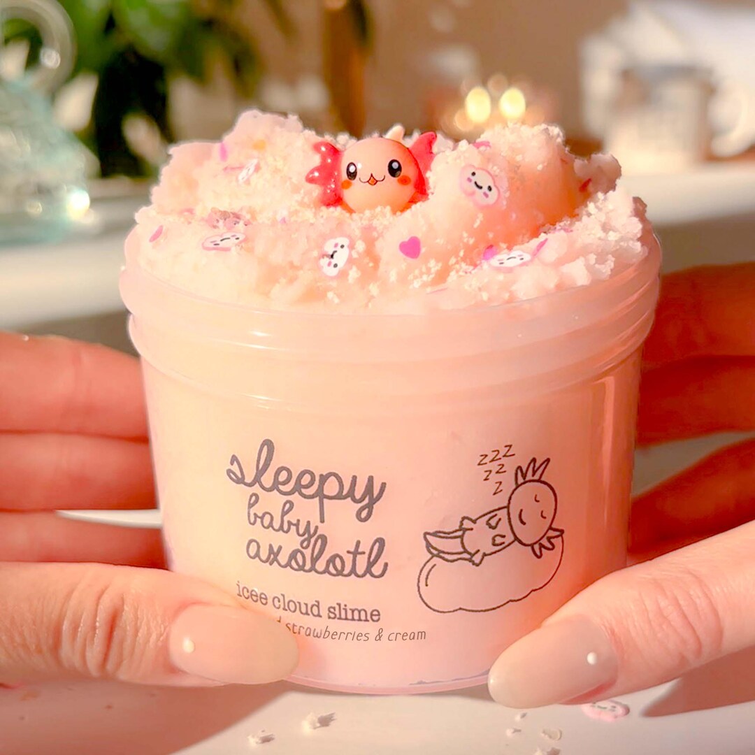 Sleepy Baby Axolotl, Axolotl Slime, Kawaii Slime, Icee Cloud Slime ...