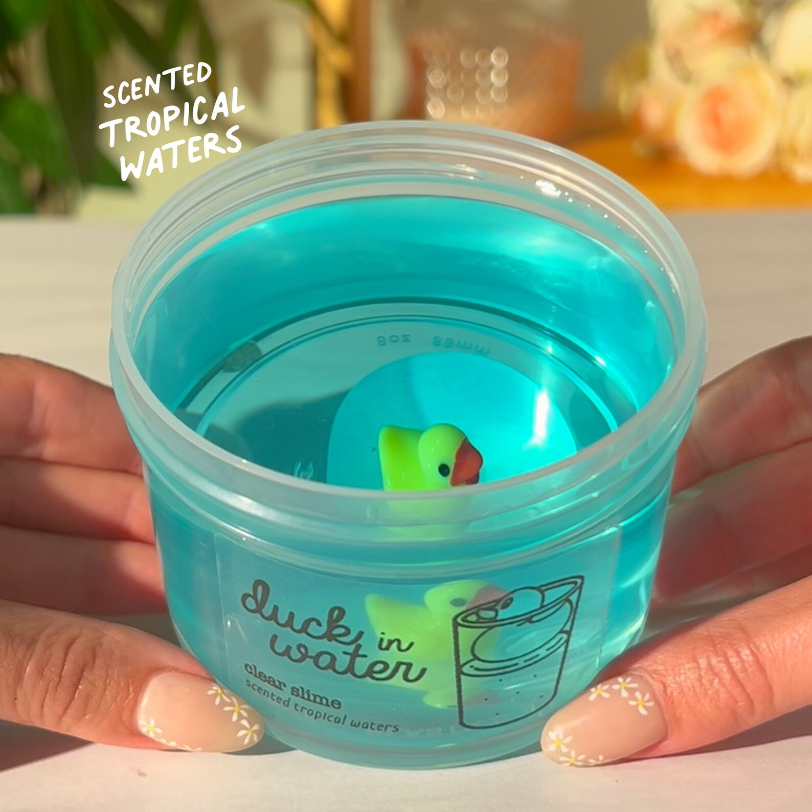 Duck in Water (slow Stretch), Blue Clear Slime, Duck Slime, Cute Slime ...