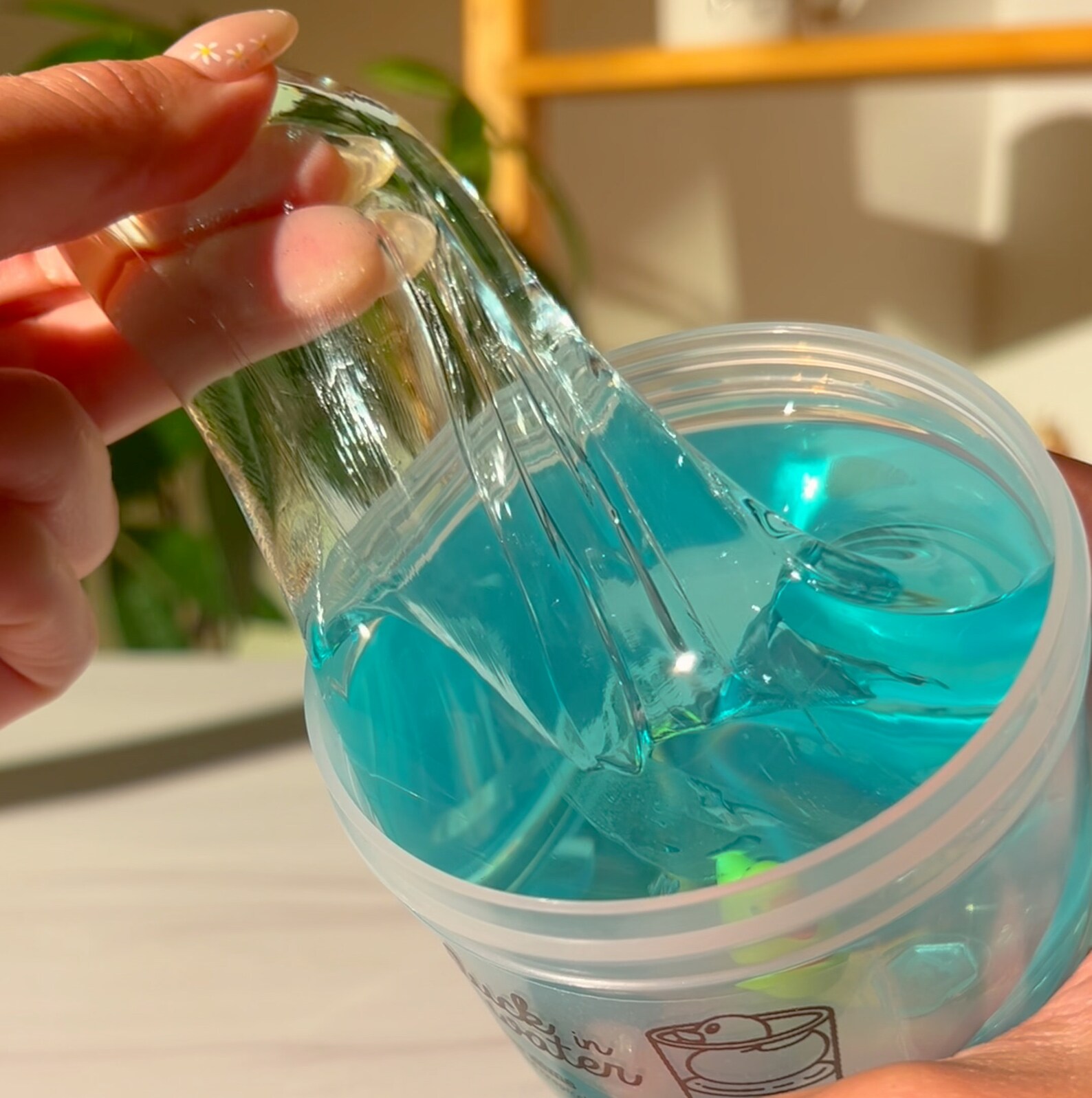 Duck in Water (slow Stretch), Blue Clear Slime, Duck Slime, Cute Slime ...