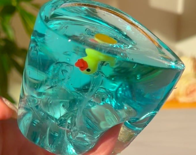 Duck in Water (slow Stretch), Blue Clear Slime, Duck Slime, Cute Slime ...