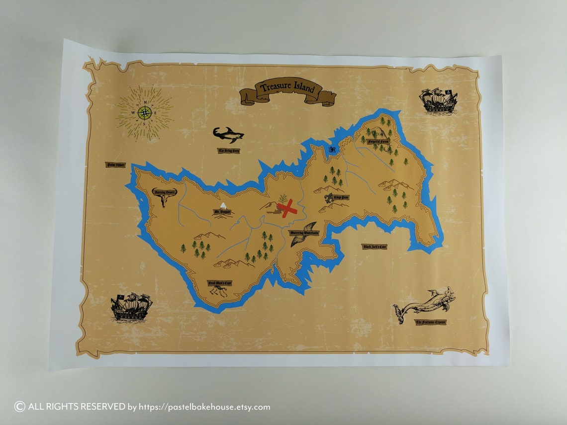 Pirate Treasure Map, Pirate Party, Printable, Instant Download ...