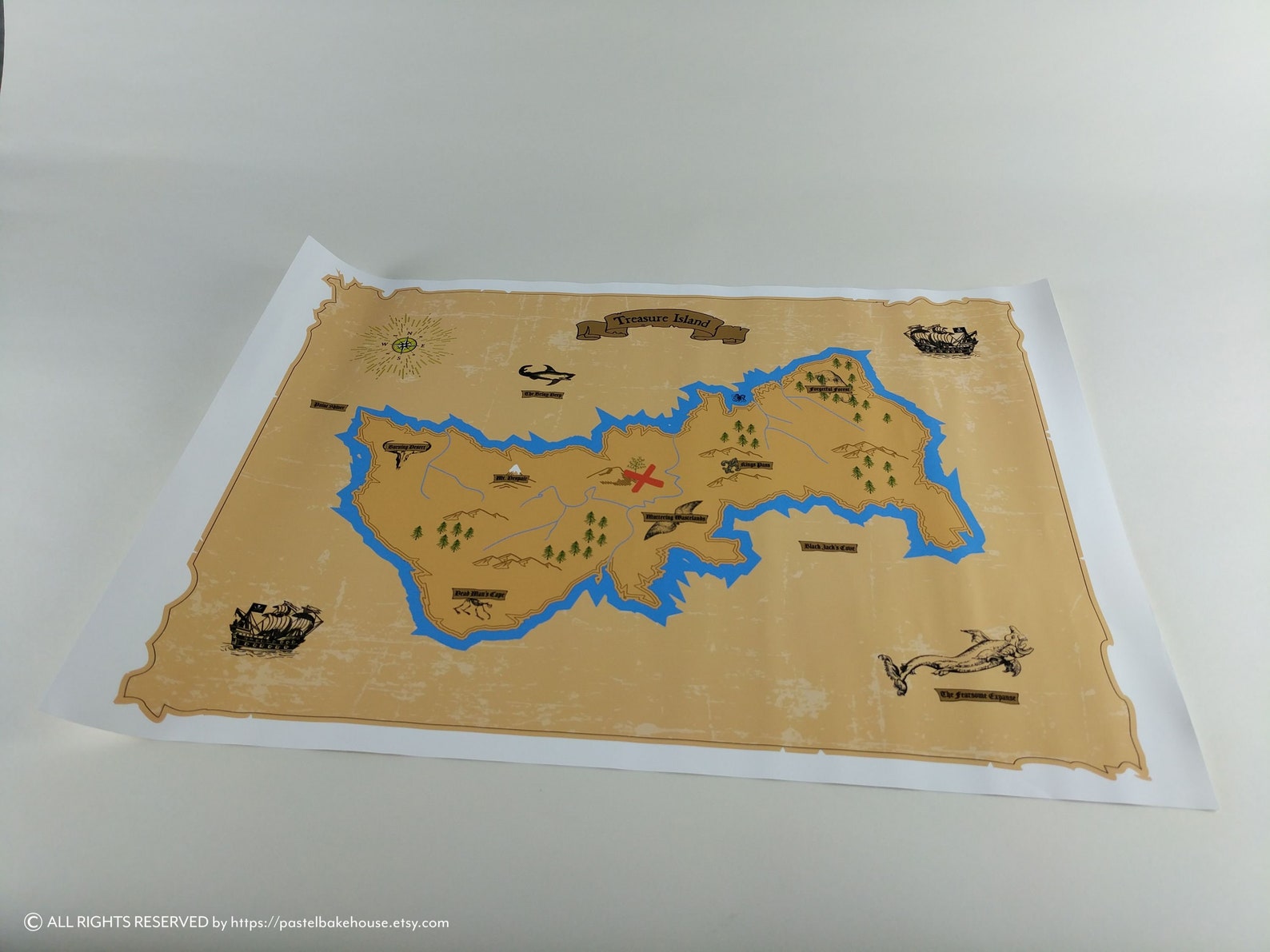 Pirate Treasure Map, Pirate Party, Printable, Instant Download ...