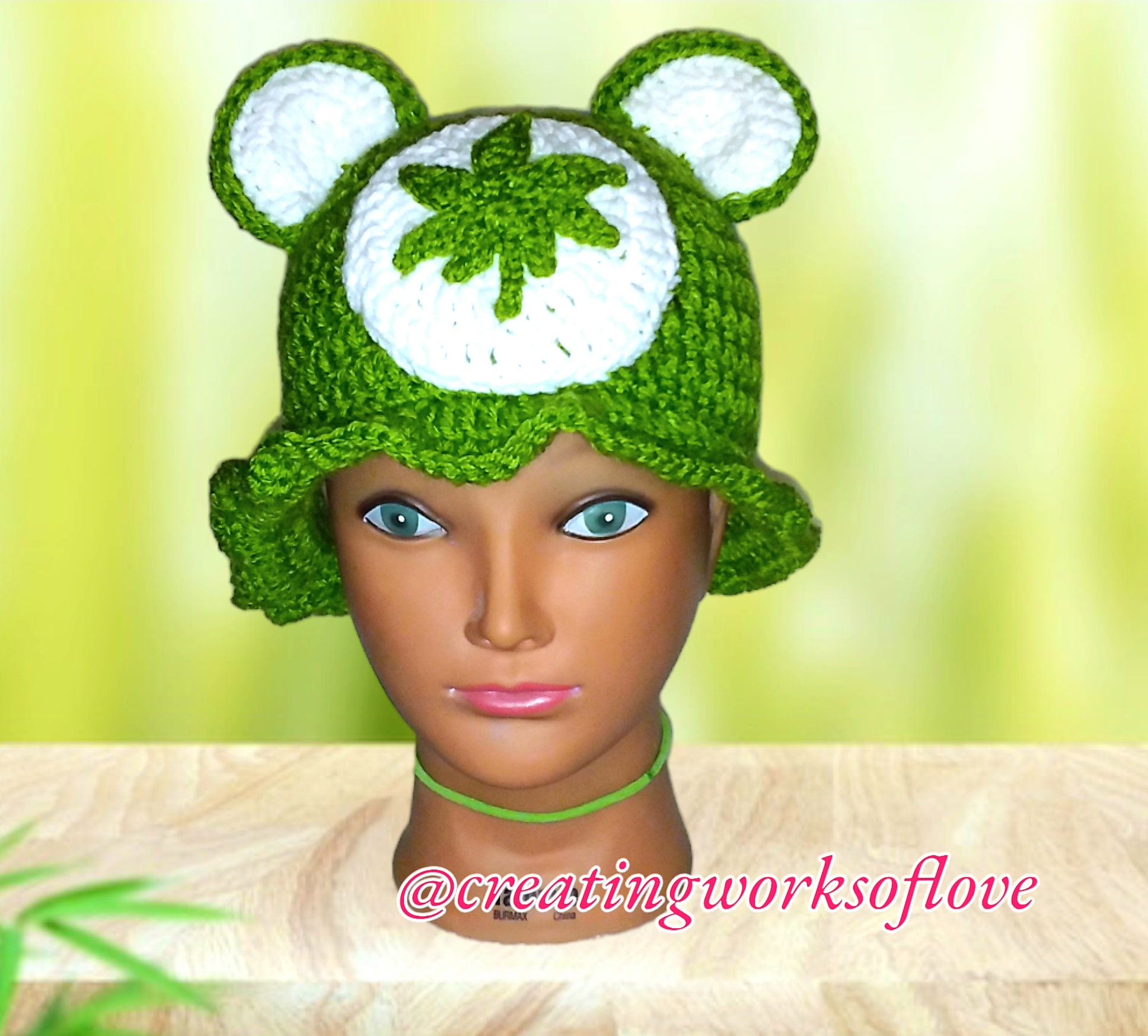 Crochet Care Bear Bucket Hat, Cannabis, Pot, Marijuana Crochet Bucket ...