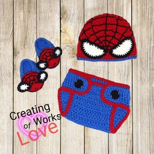 Crochet Spiderman Diaper Cover Set Size 0-3 Months Pattern - Etsy