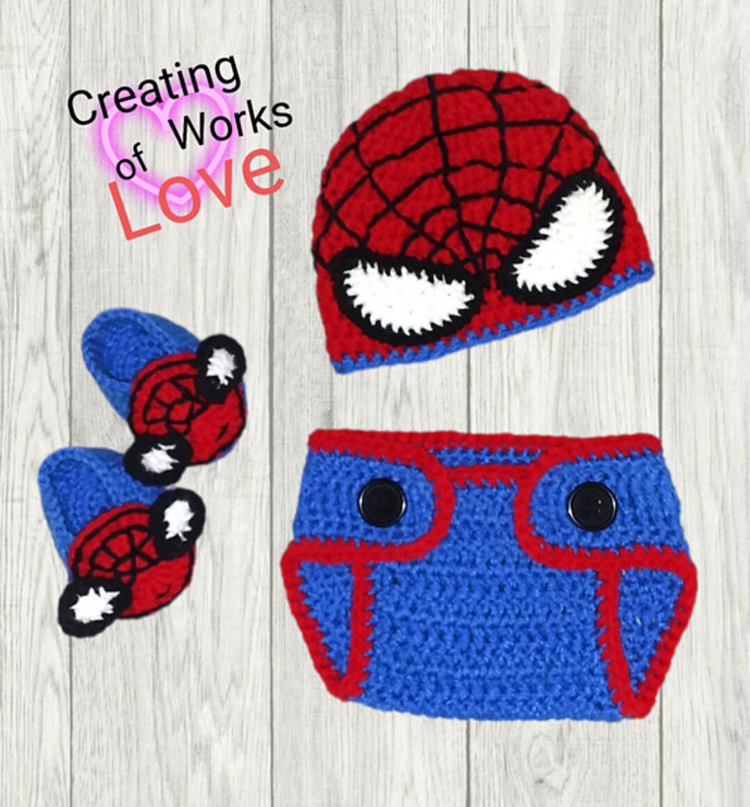 Crochet Spiderman Diaper Cover Set Size 0-3 Months Pattern - Etsy