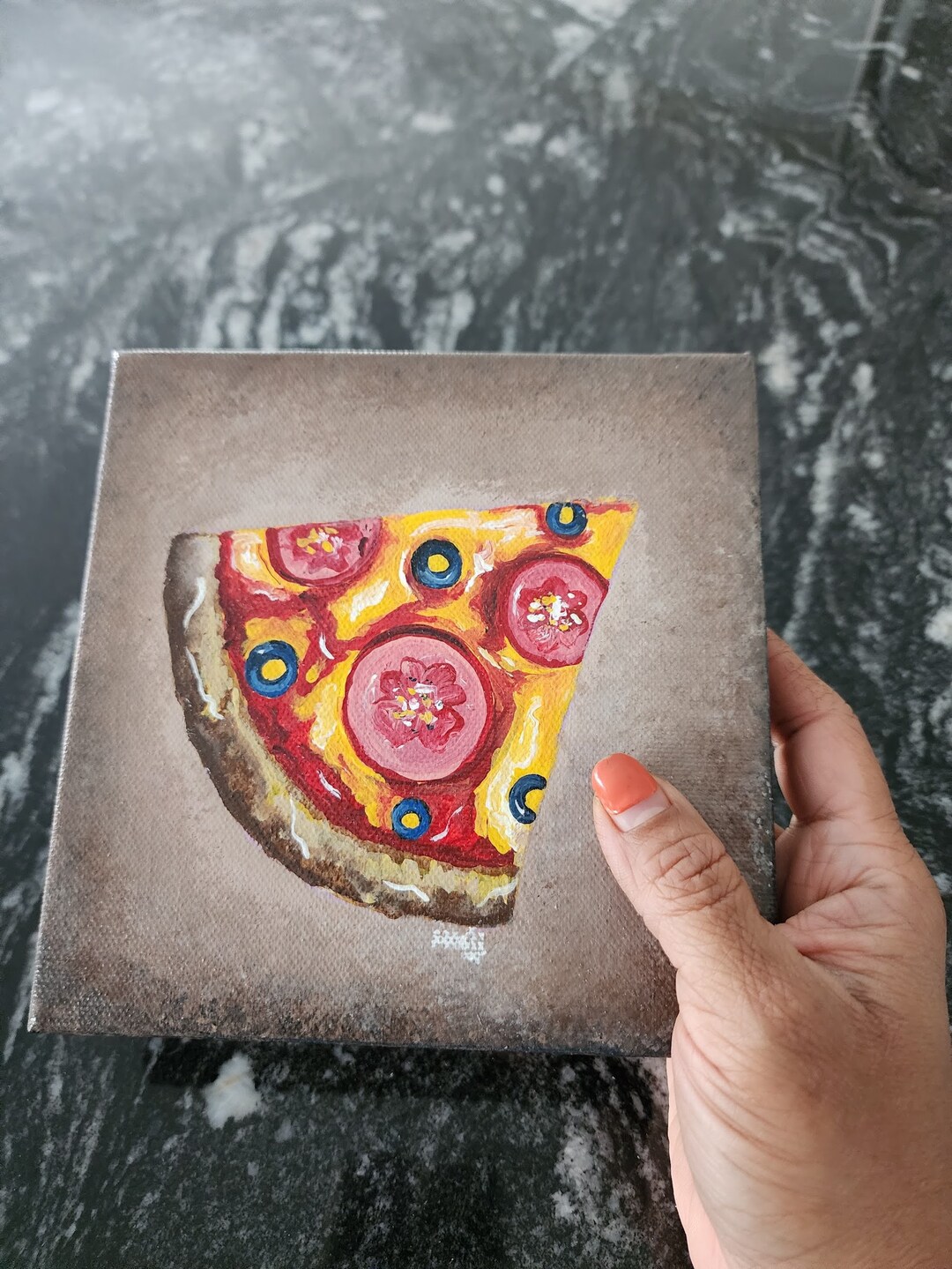 Realistic Painting of Pizza on a Small Canvas/ Food Lovers Gift/ Pizza ...