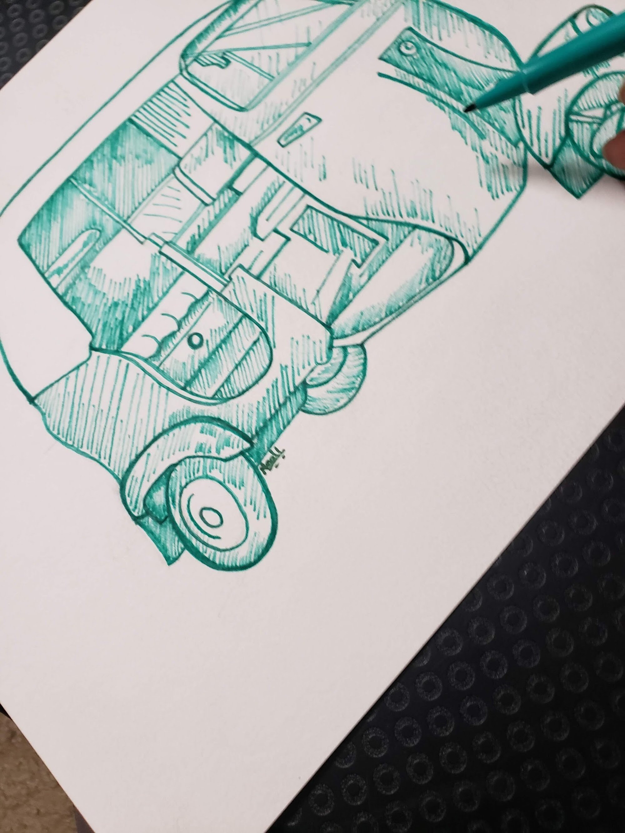 Original Drawing of a Vintage Auto Rickshaw/ink Pen Illustration ...