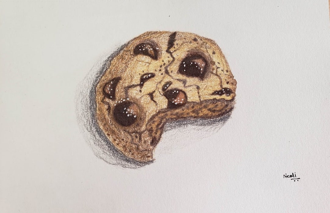 Hyper Realistic Drawing of Chocolate Chip Cookie original - Etsy