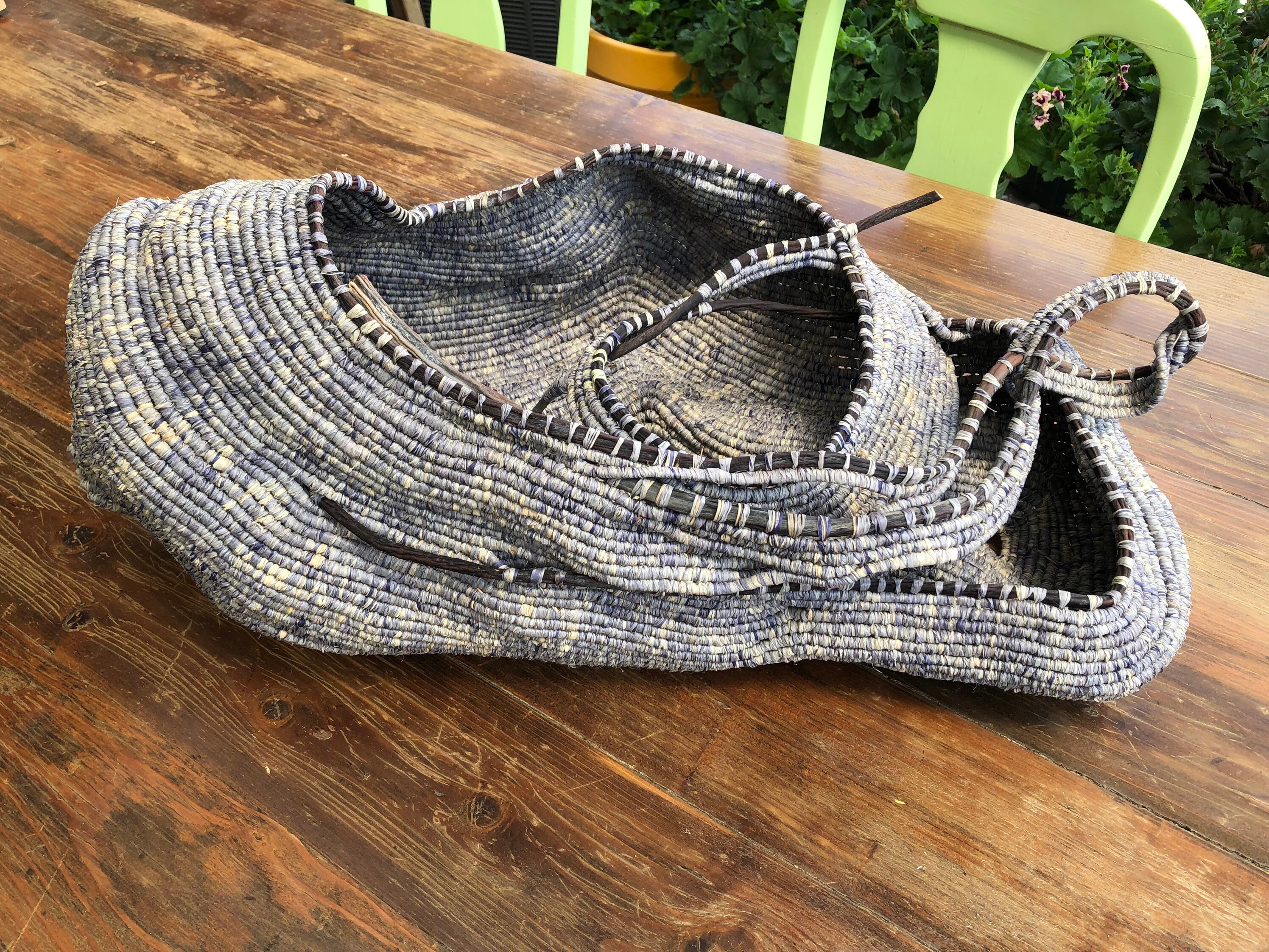 Handmade Sculptural Basket With Seaweed, Coiled Raffia, Organic Shape ...