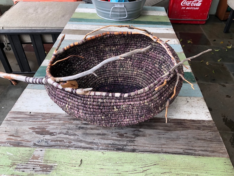 Handmade Basket- Coiled Raffia and Buck's Lake Drift Branches - Etsy