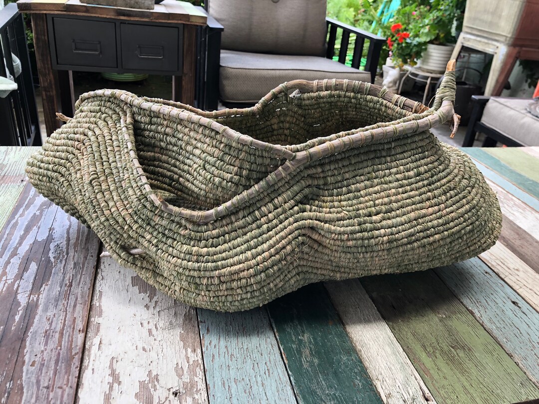 Handmade Coiled Raffia Basket With Clackamas River Drift Branches - Etsy