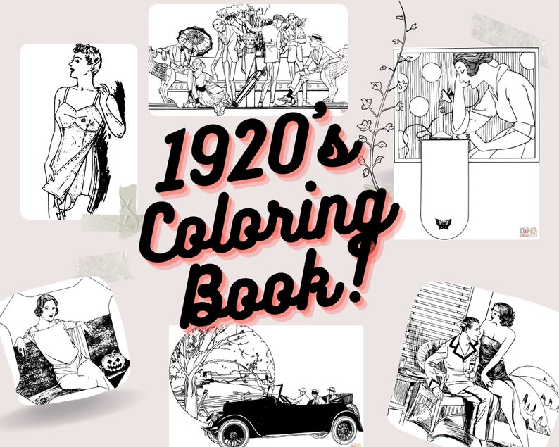 Vintage 1920s Flapper Coloring Pack 13 Adult Coloring Pages Sized for ...