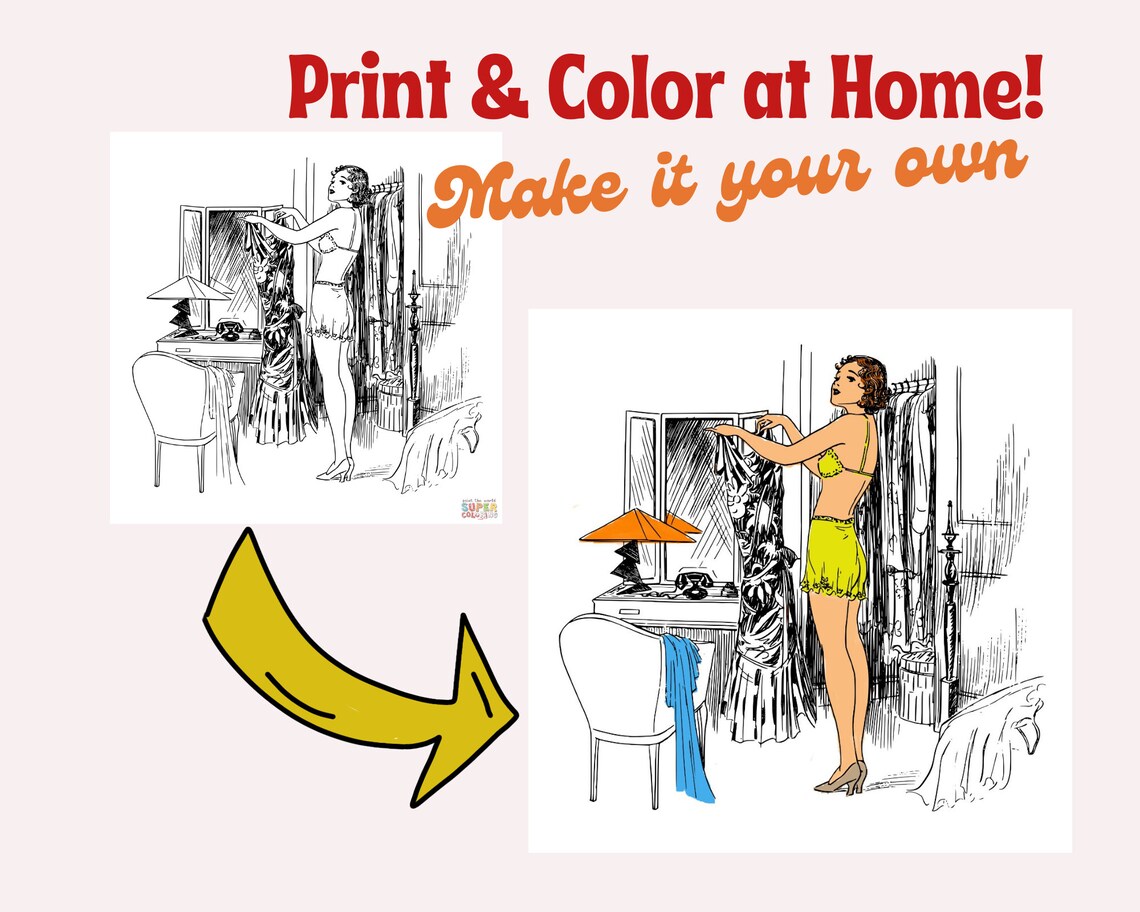 Vintage 1920s Flapper Coloring Pack 13 Adult Coloring Pages Sized for ...