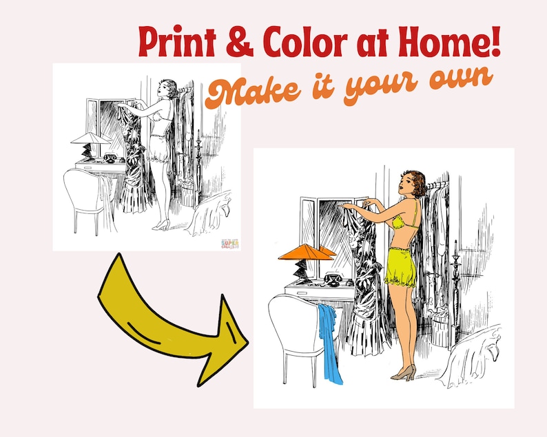 Vintage 1920s Flapper Coloring Pack 13 Adult Coloring Pages Sized for ...