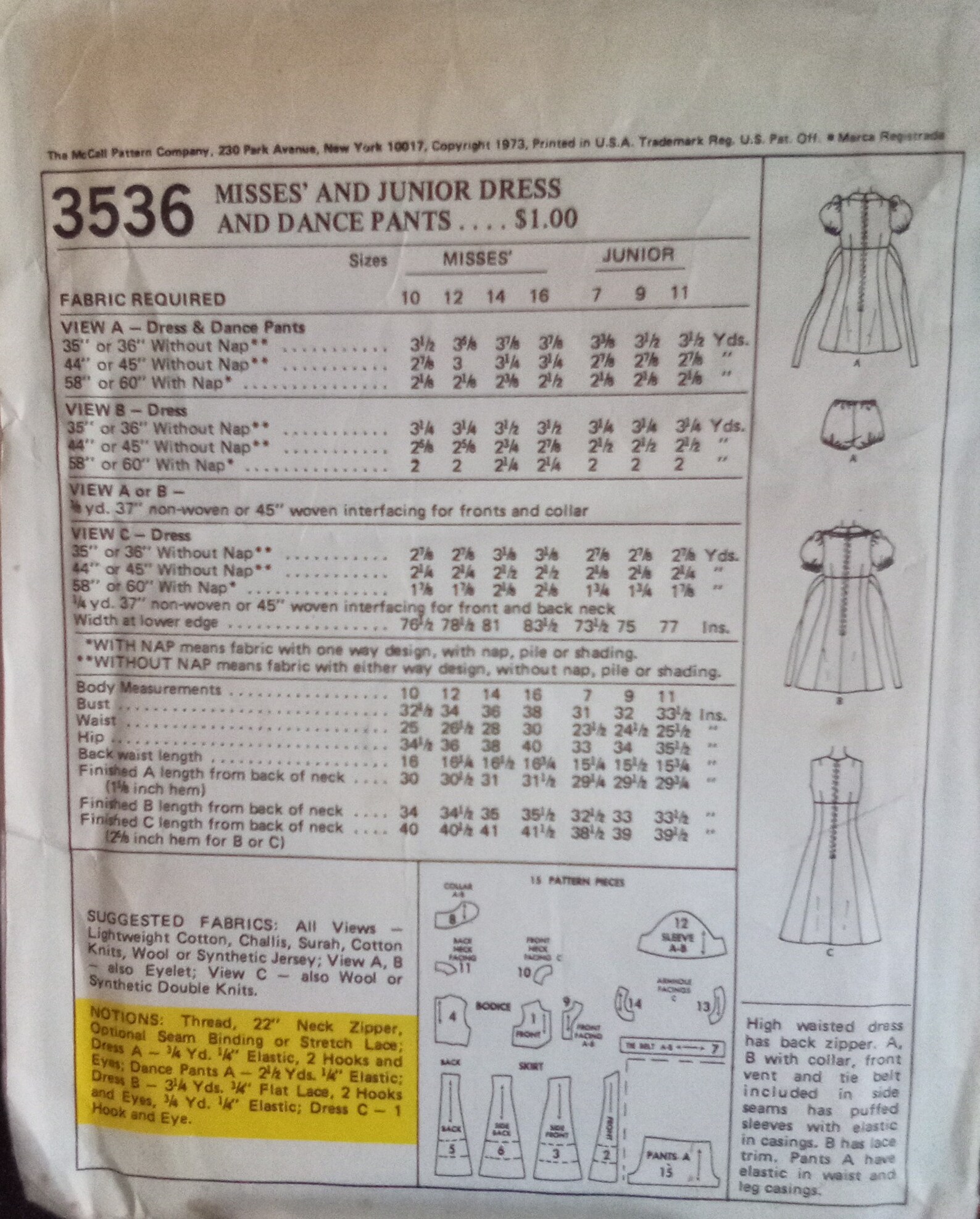 Mccalls Dress and Dance Pants Pattern 3536 - Etsy