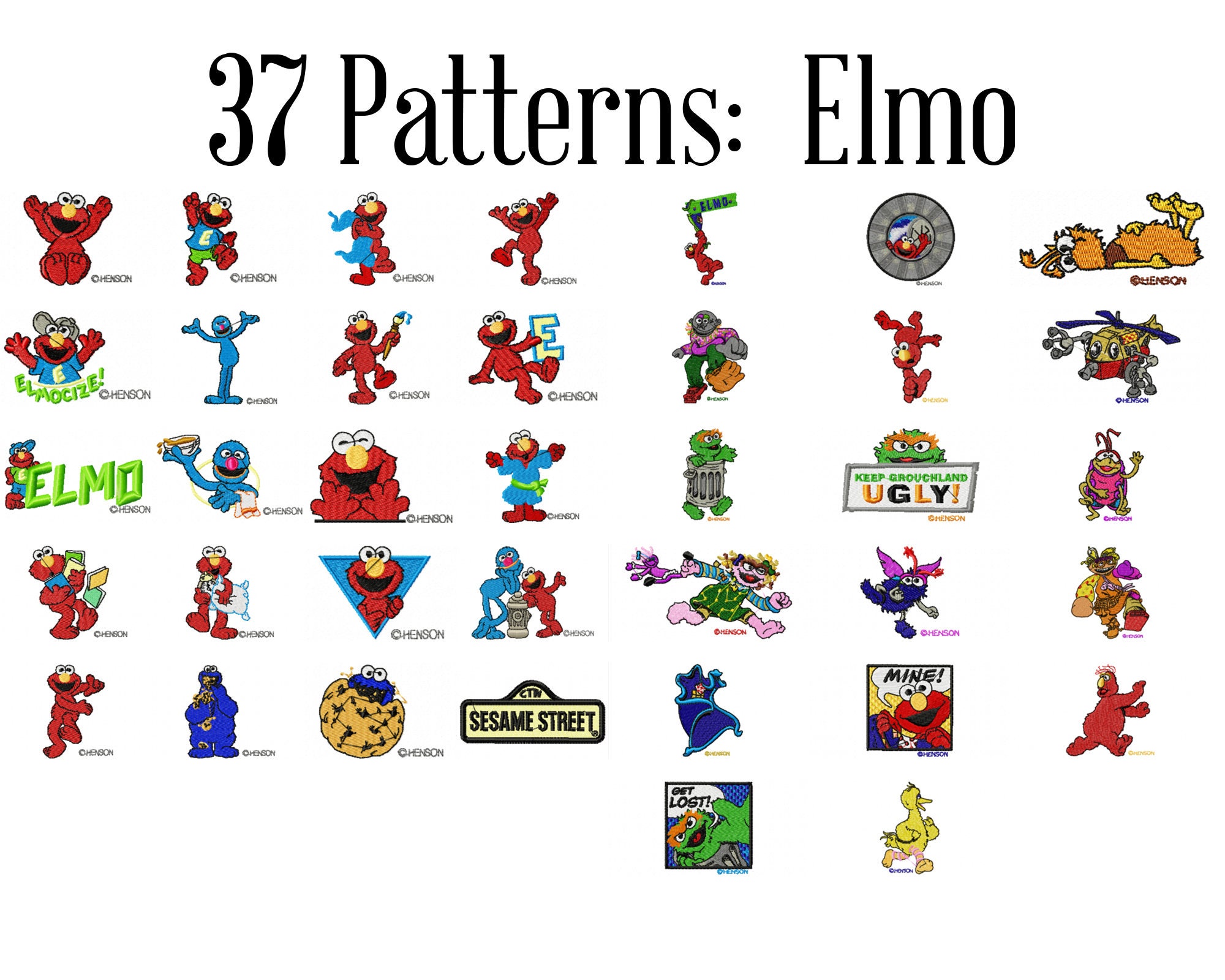 Elmo Machine Embroidery Patterns Elmo Embroidery Sesame | Etsy