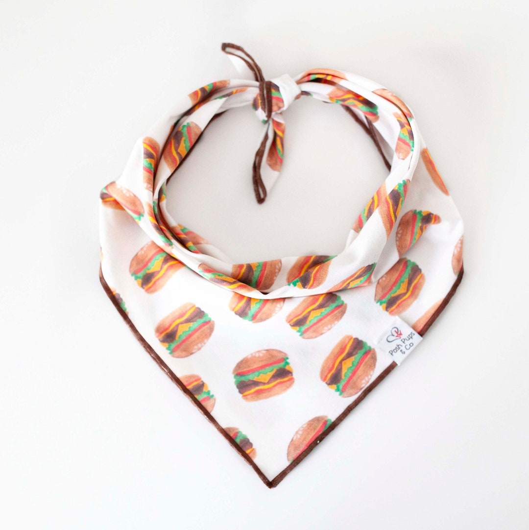 Cheeseburger Dog Bandana, Handmade Tie on Style - Etsy
