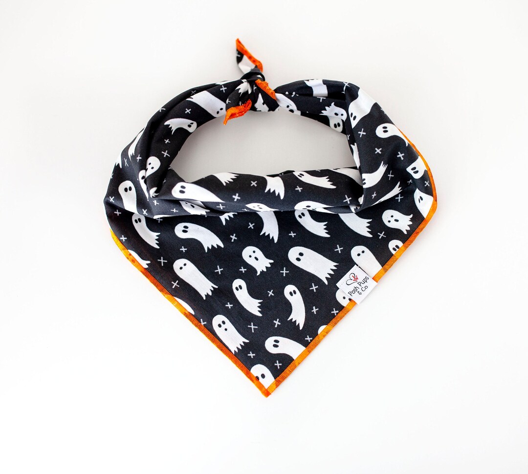 Black Spooky Ghosts Bandana, Halloween Dog Bandana - Etsy