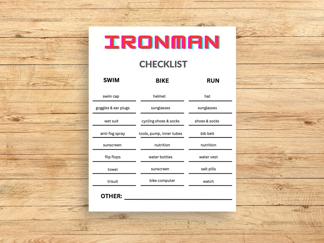 Ironman Checklist - Etsy