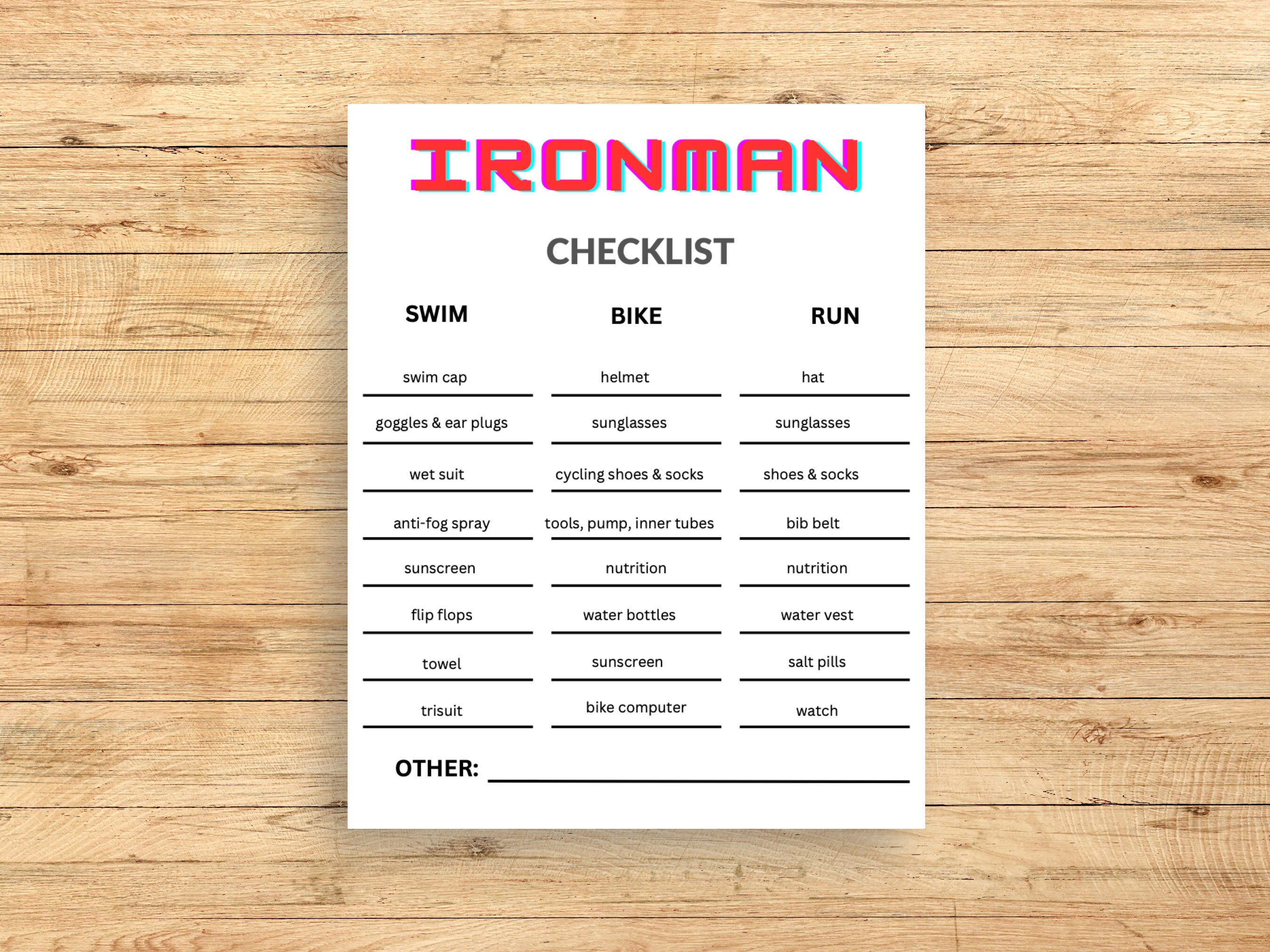 Ironman Checklist - Etsy