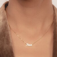 Custom Handwriting Necklace 14K Gold, Christmas Gift Solid Gold ...
