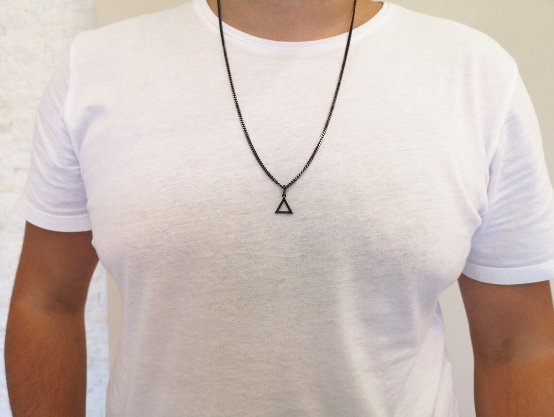 Men's Triangle Necklace Custom Men Necklace Mens - Etsy