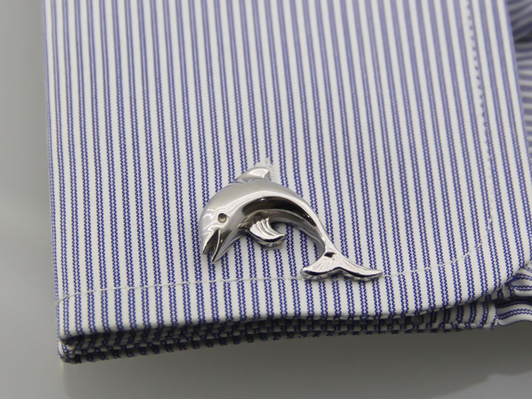 Handmade Sterling Silver Dolphin Cufflinks: Personalized Groom ...