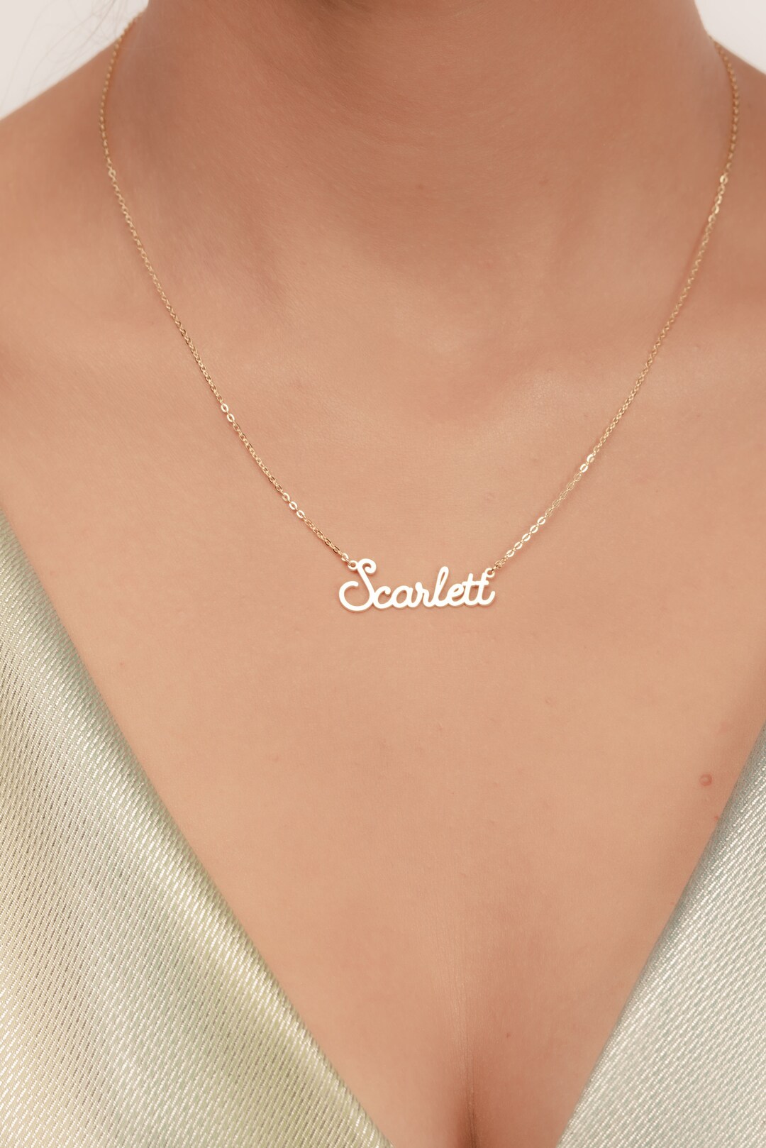 14k Solid Gold Name Necklace gold Name Necklace - Etsy