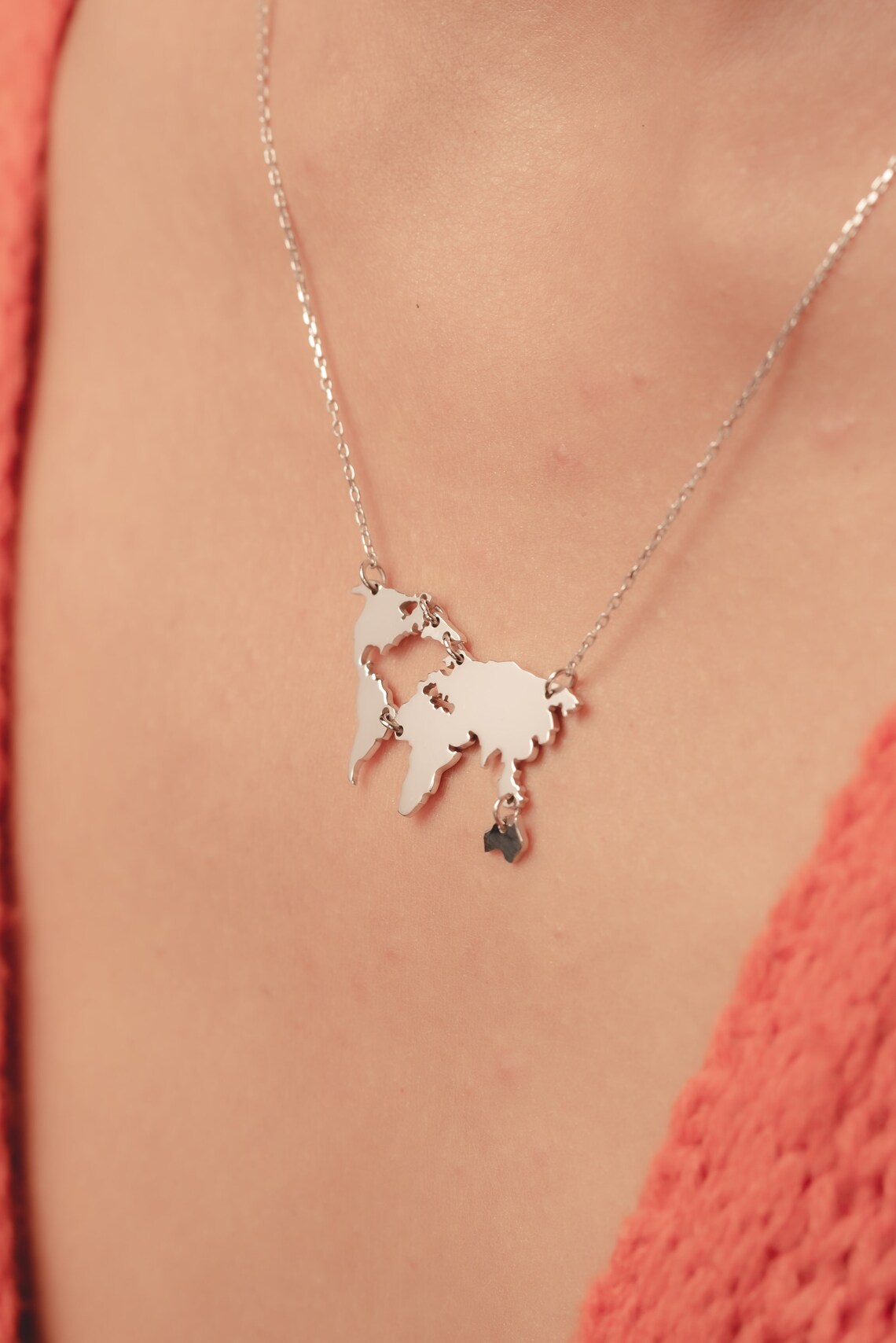 World Map Necklace Global Necklace Earth Necklace Map | Etsy