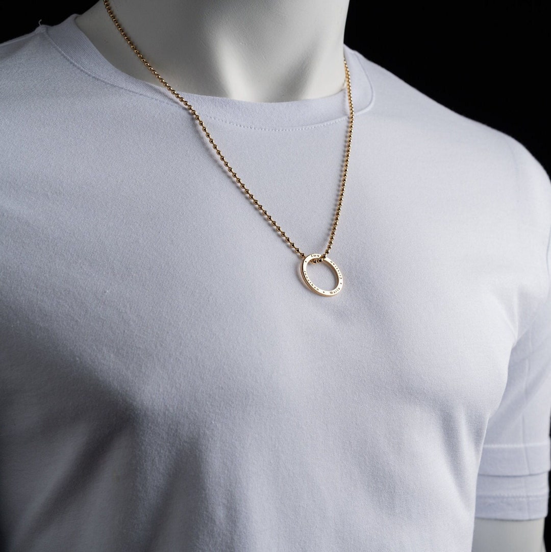 Engraved Sterling Silver Ring Necklace for Men - Custom Handmade ...