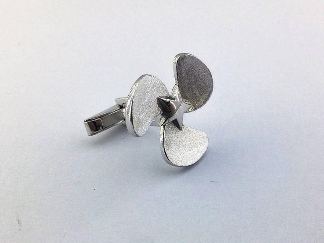 Boat Propeller Cufflinks - Silver Anchor Cuff Links - Groom Cufflinks - Groomsmen Gift ...
