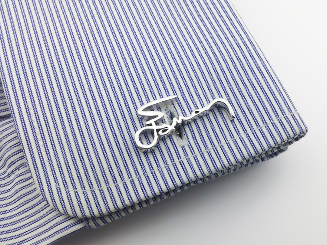 Personalized Sterling Silver Name Cufflinks - Handmade Groom Groomsmen ...